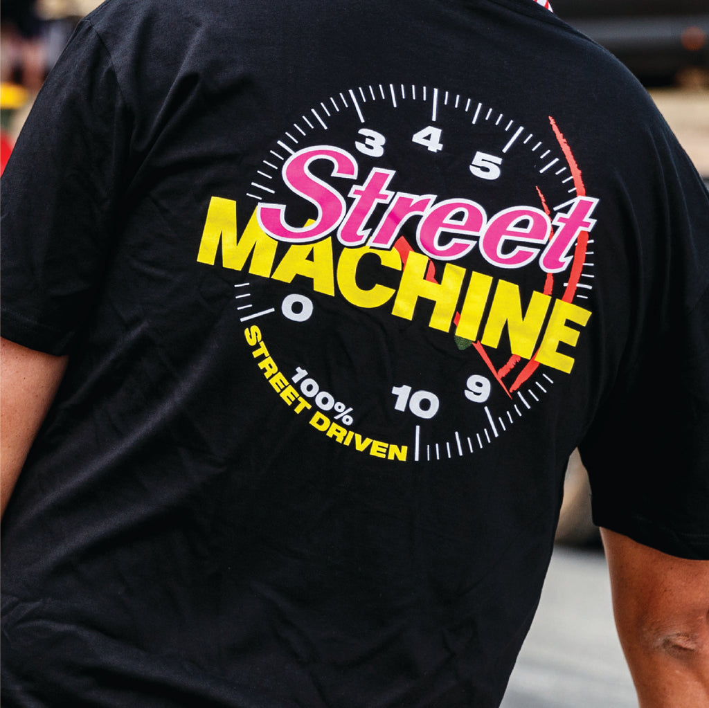Women's Street Machine Tacho Pink logo t-shirt, black – Street Machine Shop